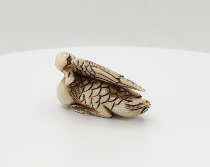 Traditional Japanese Netsuke, Signed, 'shy Duck', 1.75" X 1" X .75" - Etsy