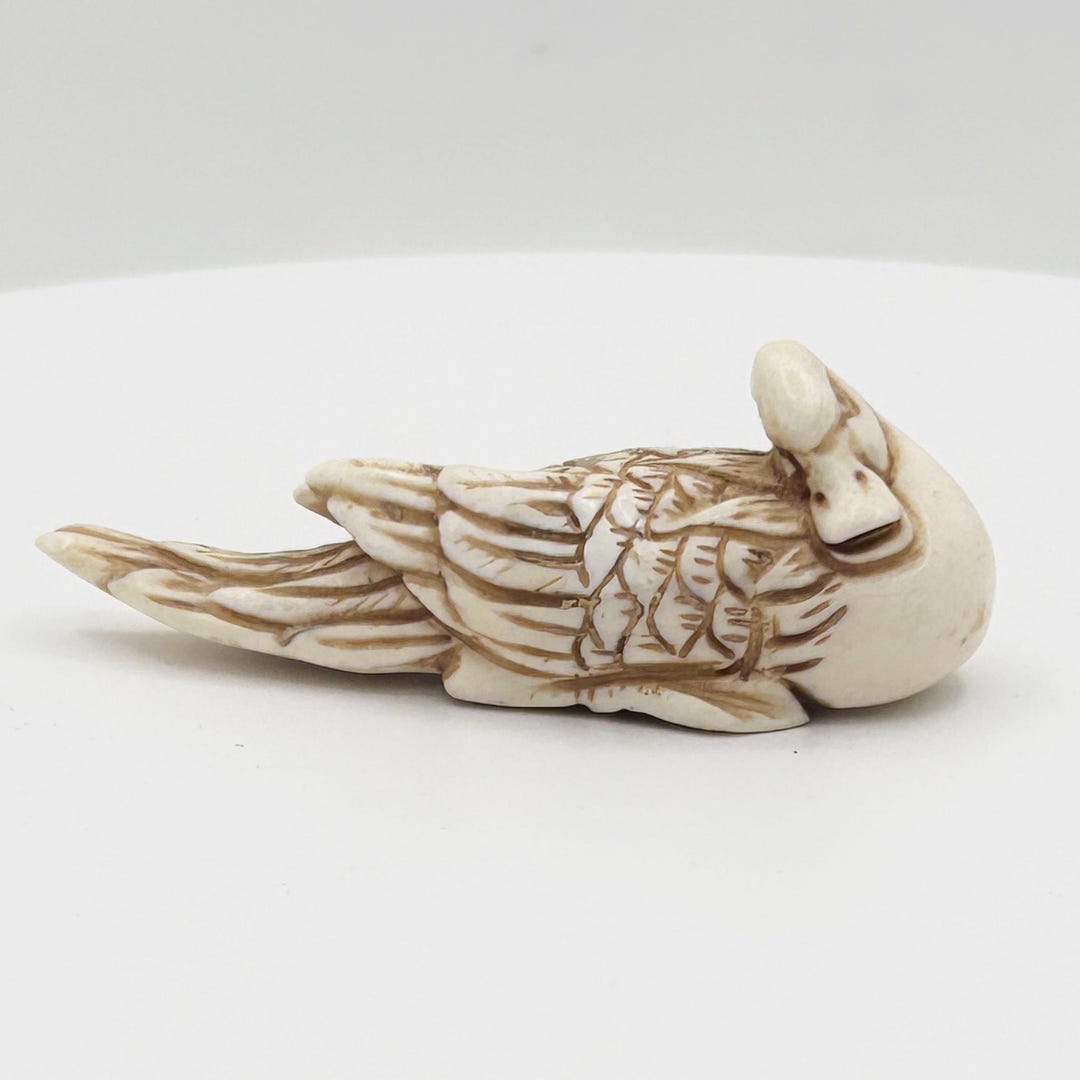 Traditional Japanese Netsuke, Signed, 'long-tailed Duck', 2.375 X .75 X ...
