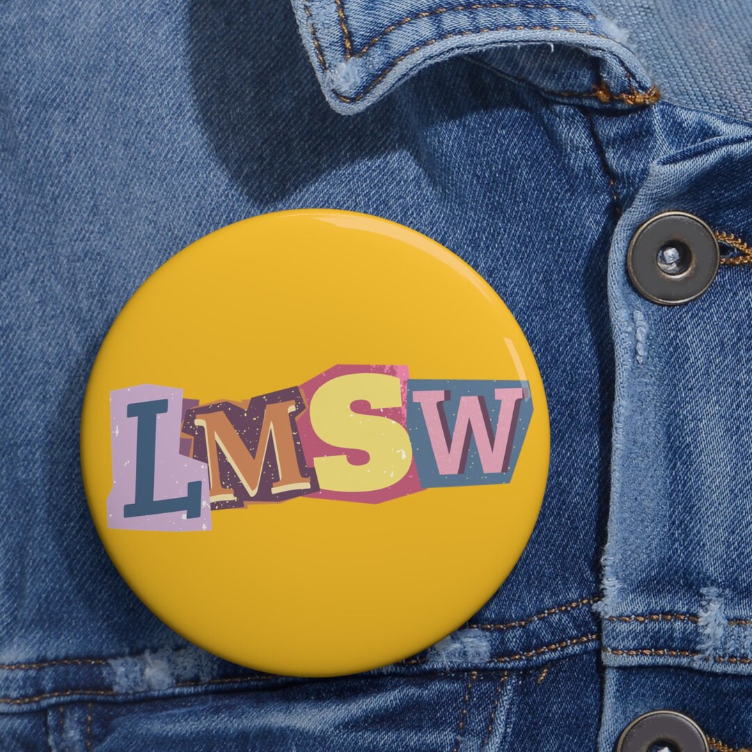 Licensed Masters of Social Work Button Pin | LMSW Badge Charm Accessory ...