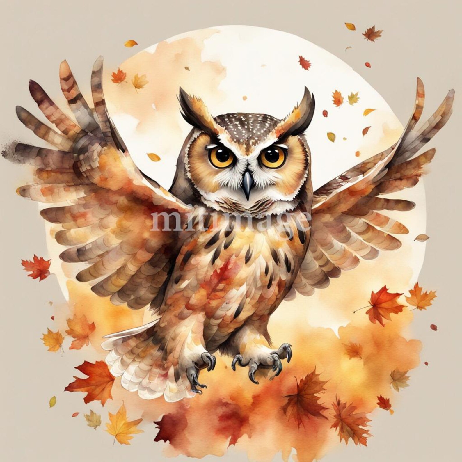 8 Autumn Owls Clipart 8 Jpgs - High Quality Designs, Digital Print ...