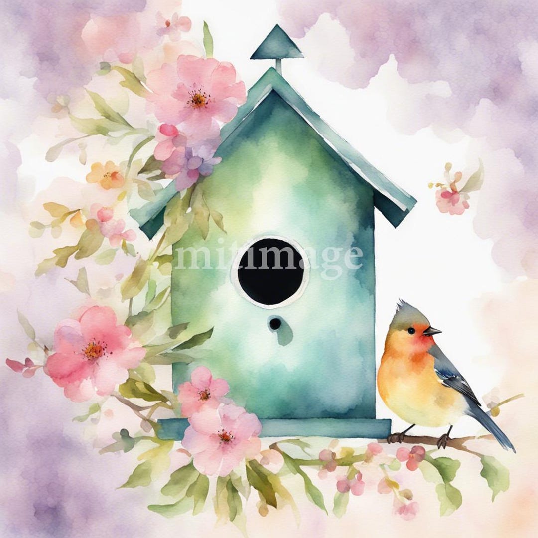 12 Spring Bird Houses Clipart 12 Jpgs - High Quality Designs, Digital ...