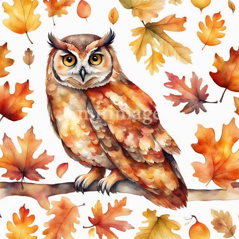 8 Autumn Owls Clipart 8 Jpgs - High Quality Designs, Digital Print ...