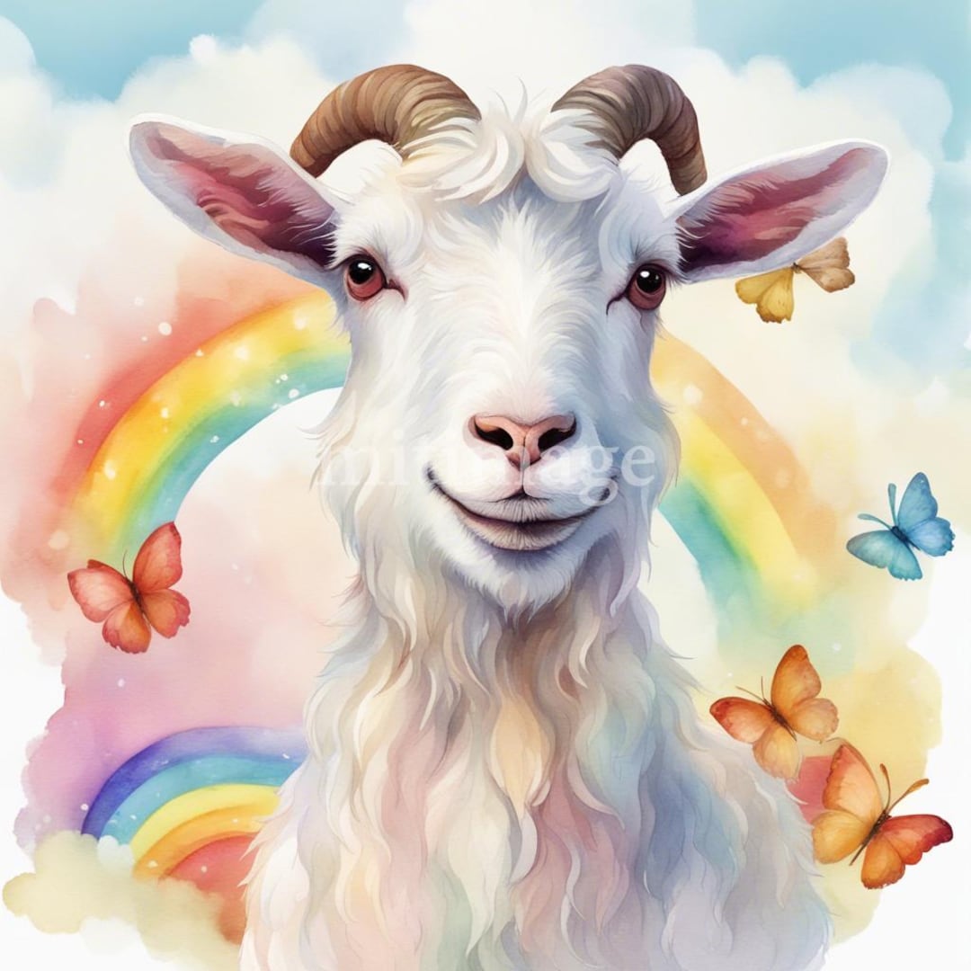 11 High Quality Designs of Rainbow Goat, Clip Art 11 Jpgs - Digital ...