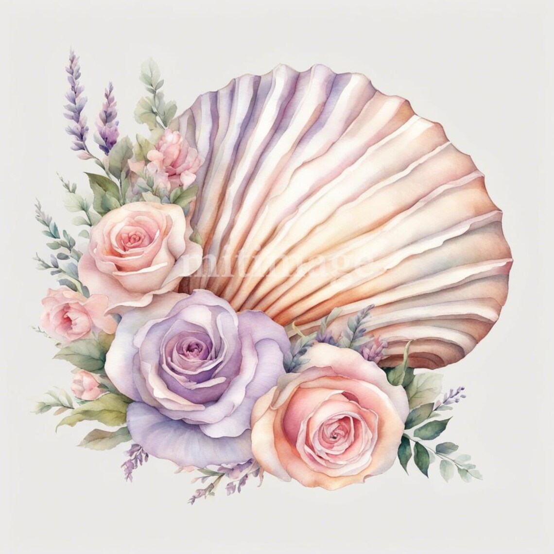 8 Floral Sea Shells Clipart 8 Jpgs - High Quality Designs, Digital ...