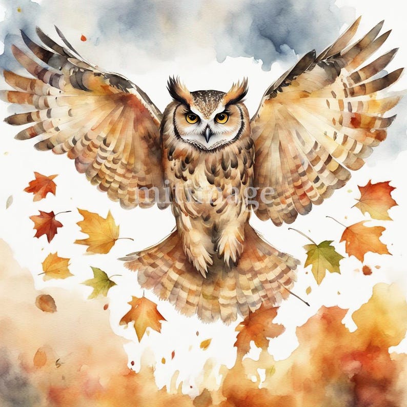 8 Autumn Owls Clipart 8 Jpgs - High Quality Designs, Digital Print ...