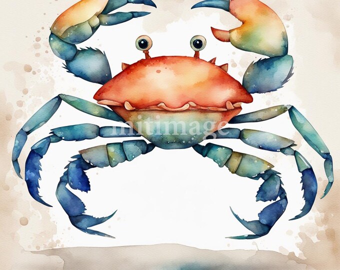 Watercolor Crab Clipart Digital Scrapbooking Paper Crab Prints High ...