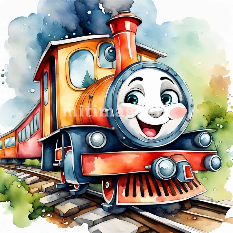 12 High Quality Designs of Cartoon Train Clip Art 12 Jpgs - Digital ...