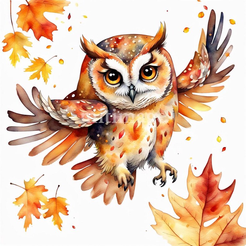 8 Autumn Owls Clipart 8 Jpgs - High Quality Designs, Digital Print ...