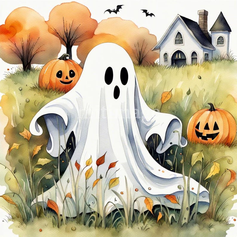 9 Halloween Ghost Clipart 9 Jpgs - High Quality Designs Digital Print ...