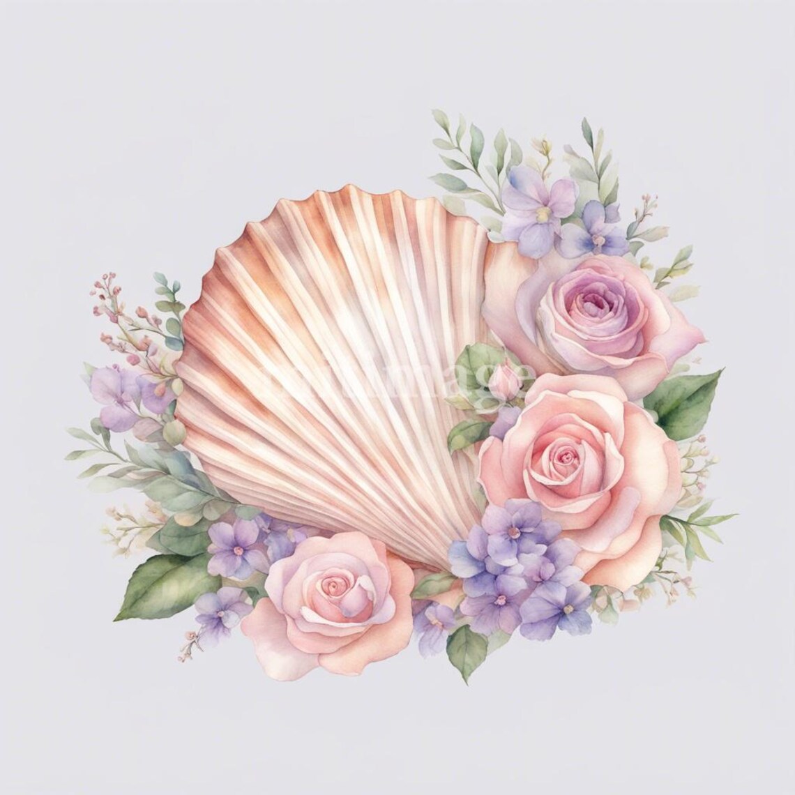 8 Floral Sea Shells Clipart 8 Jpgs - High Quality Designs, Digital ...