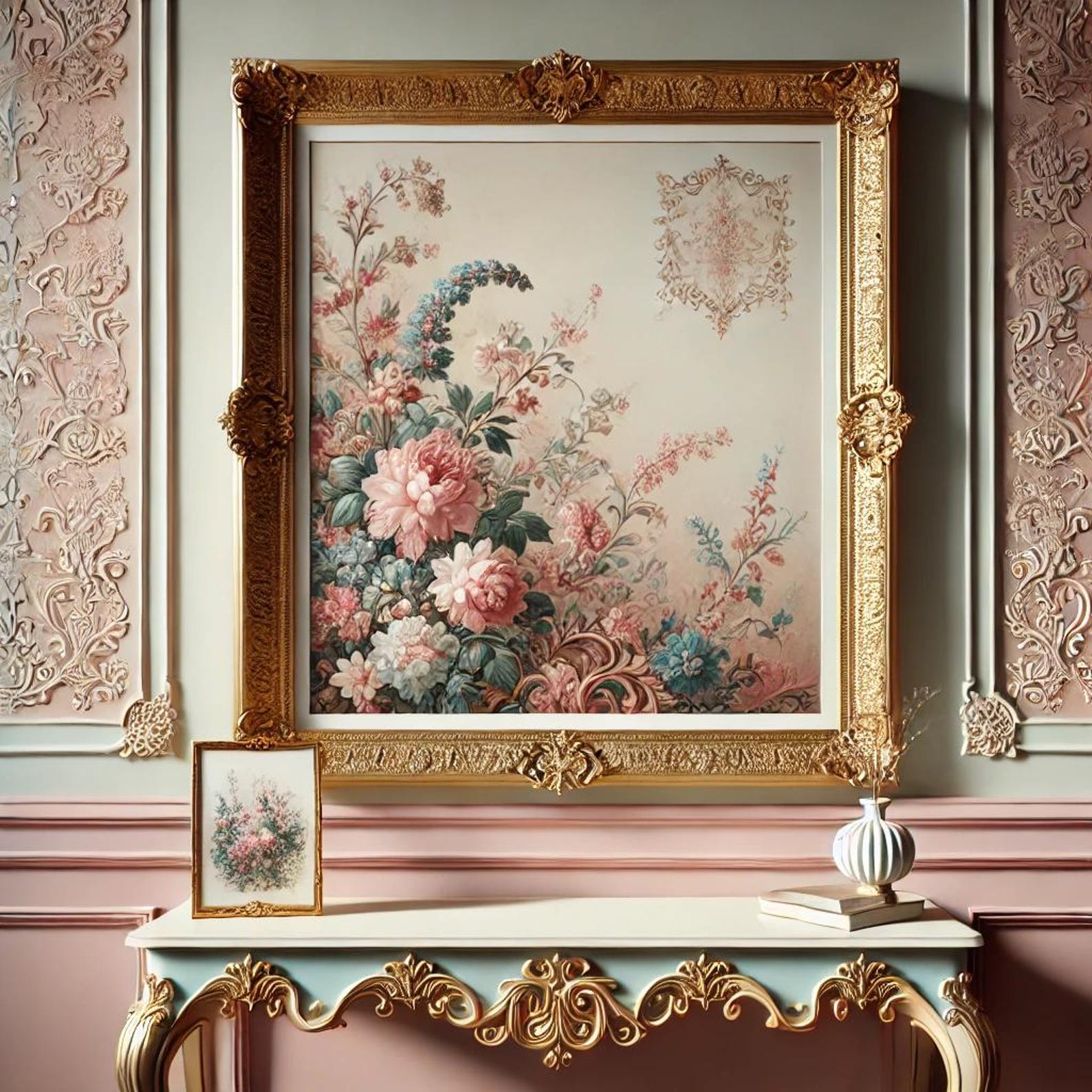 Rococo Revival Digital Art Print | Ornate Pastel Wall Decor | Elegant ...
