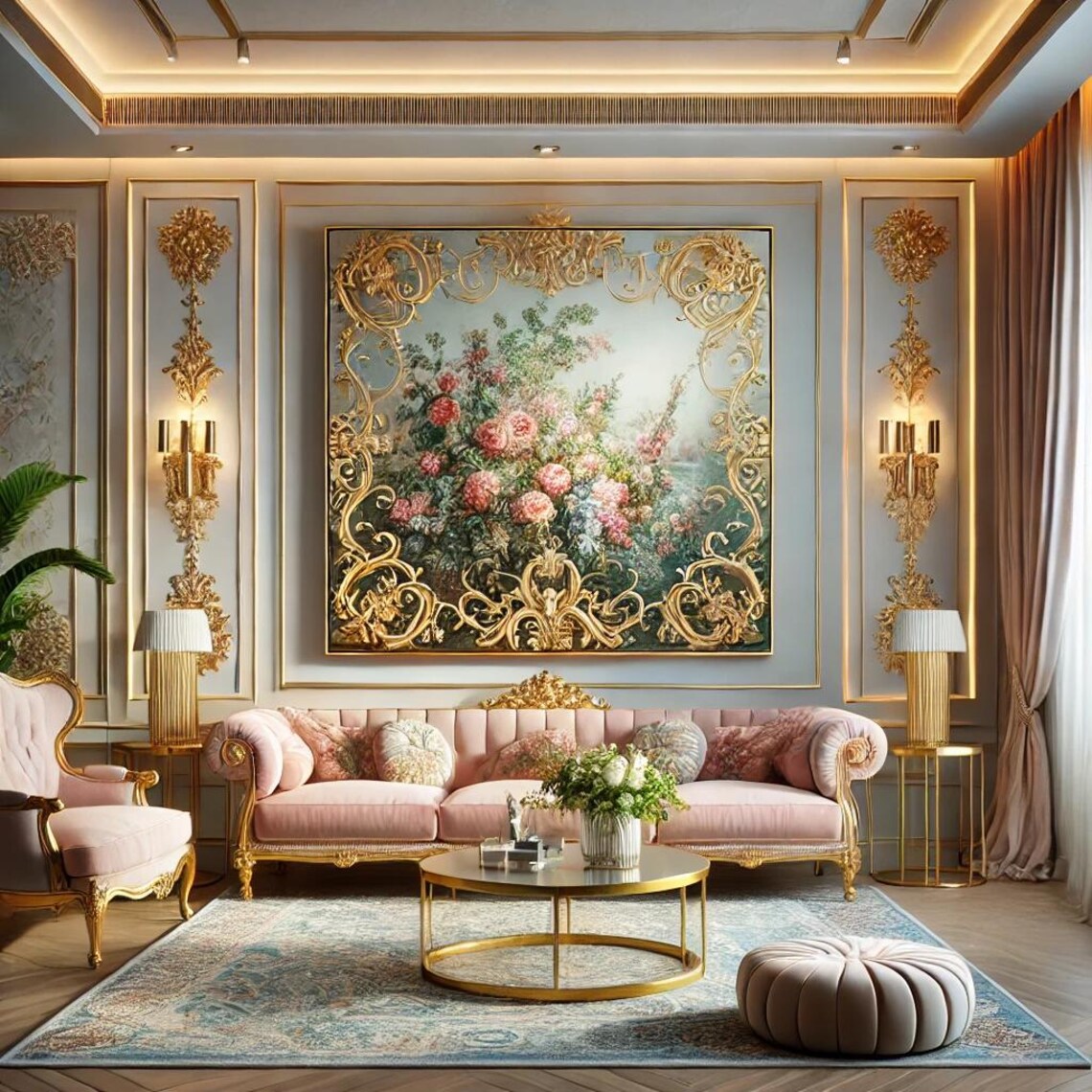 Rococo Revival Digital Art Print | Ornate Pastel Wall Decor | Elegant ...