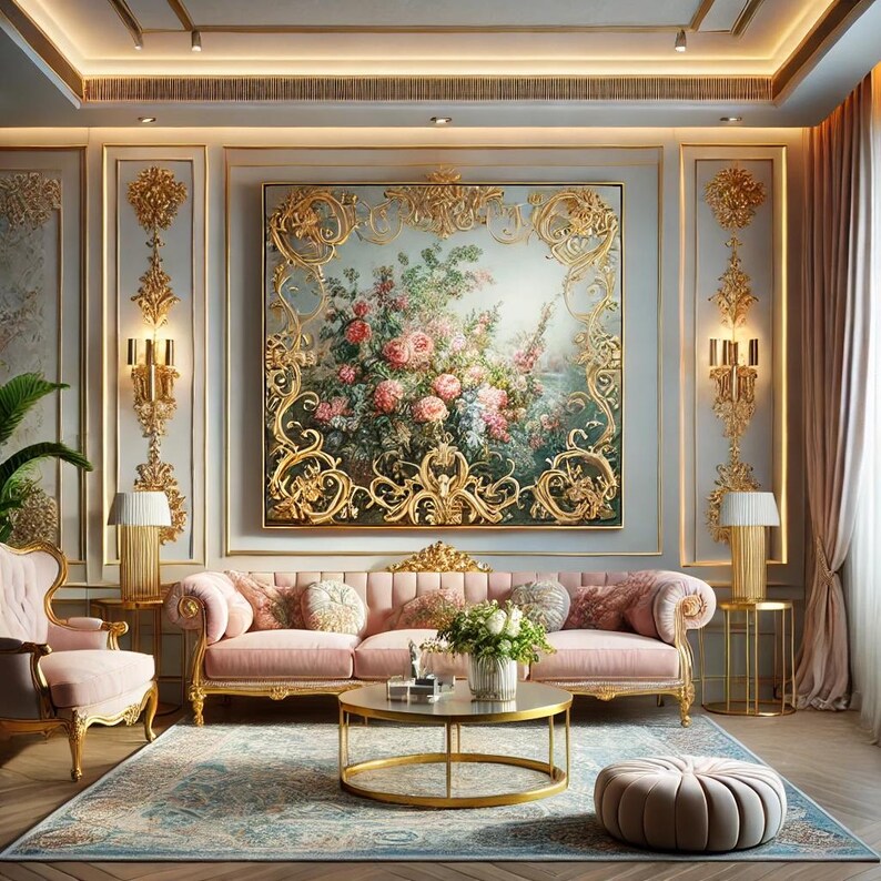 Rococo Revival Digital Art Print | Ornate Pastel Wall Decor | Elegant ...