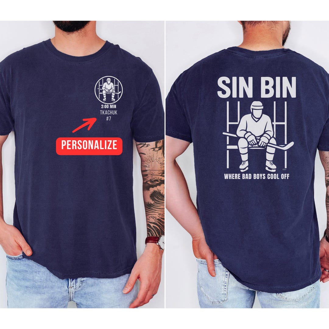 Custom Name SIN BIN Hockey T Shirt for Ice Hockey Players ...