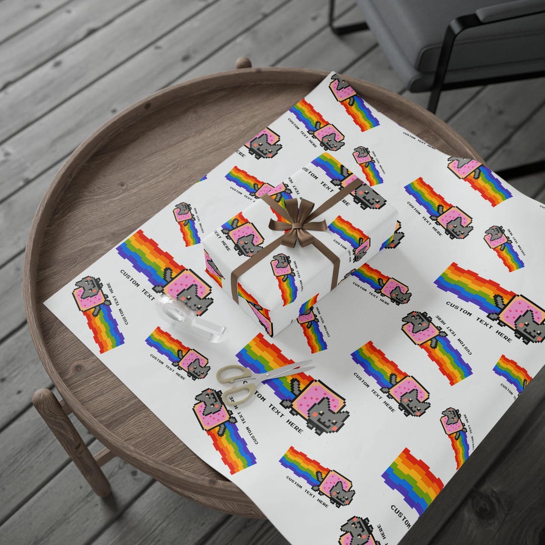 Rainbow Nyan Cat Wrapping Paper, Custom Nyan Cat Gift Wrap, Poptart Cat ...