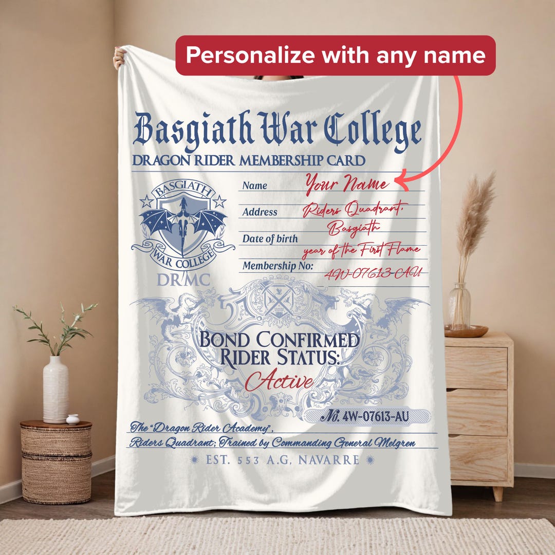 Fourth Wing Blanket Gift, Basgiath War College Personalized Throw ...