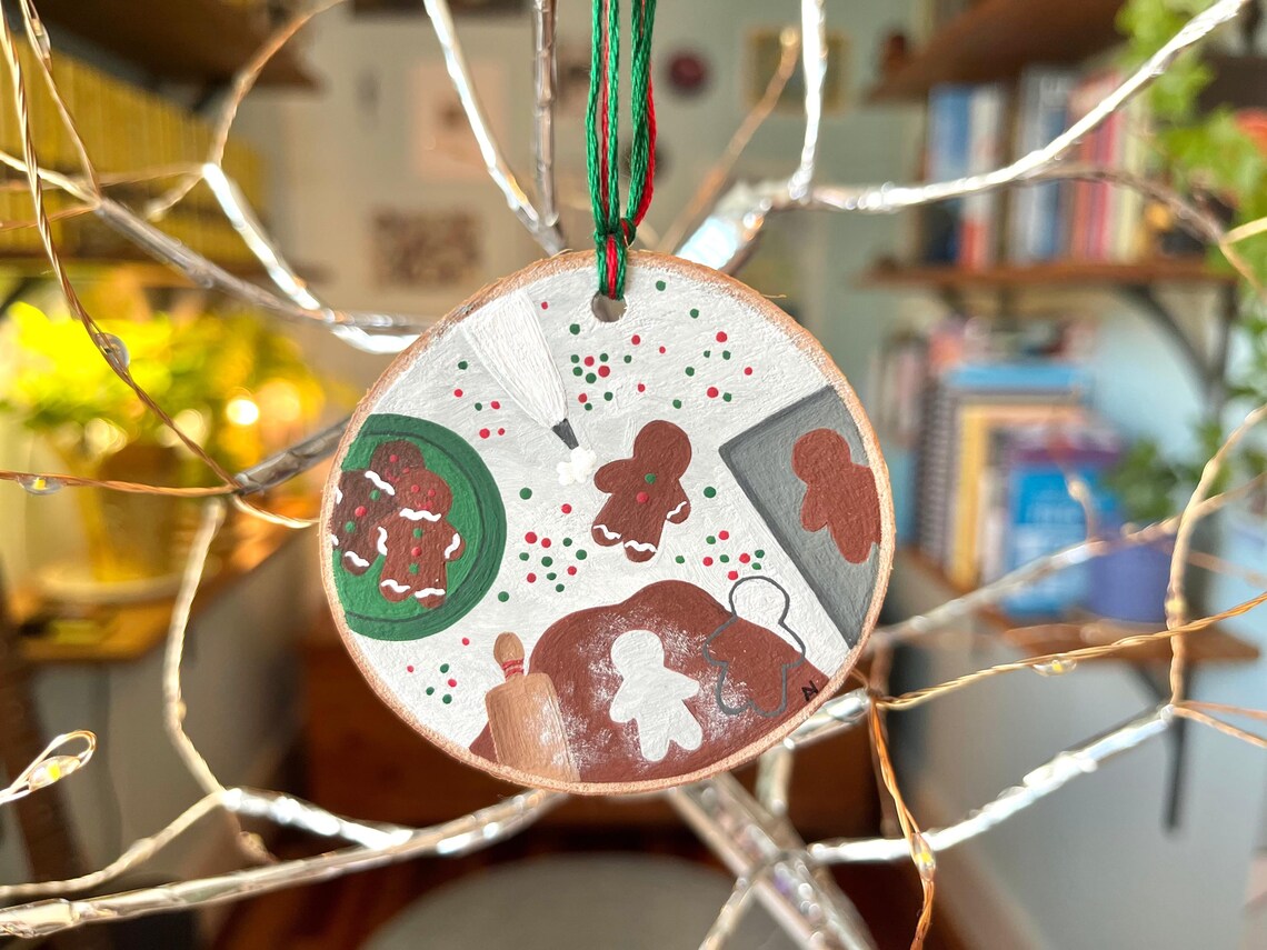 Hand-painted Gingerbread Christmas Ornament- Baking, Food, GBBO, Cookie ...