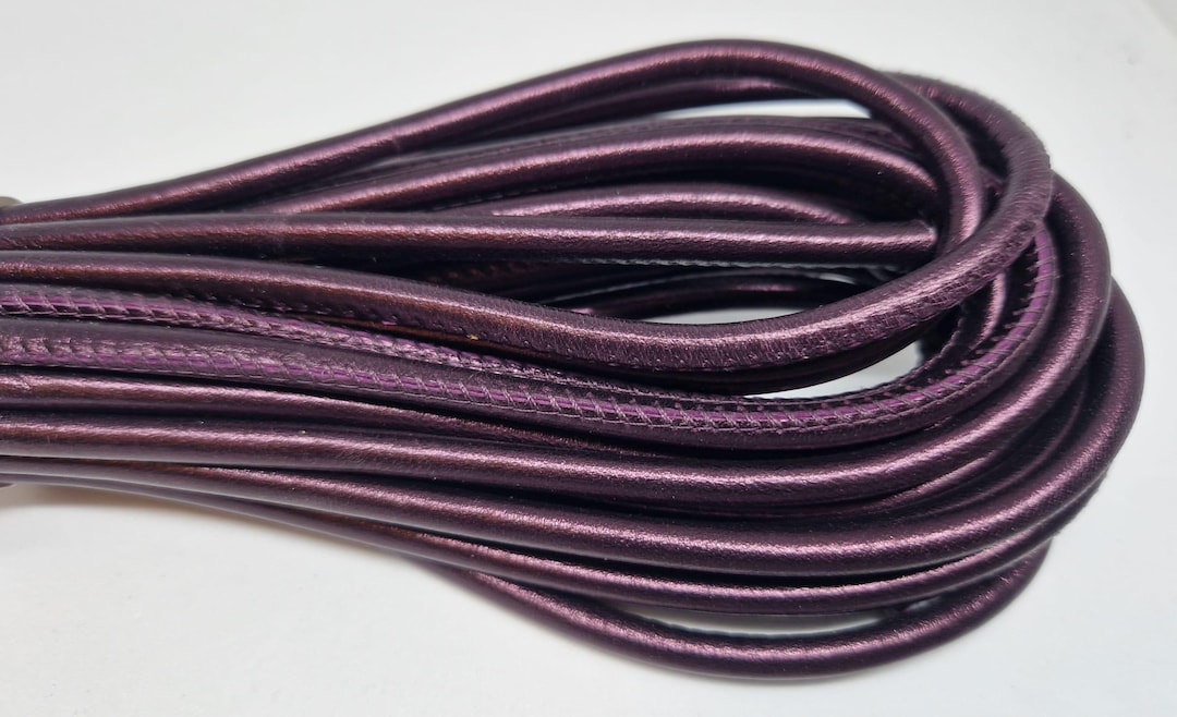 Nappa Round Real Leather Cord in Many Colors 6MM - Dark Metallic Purple ...