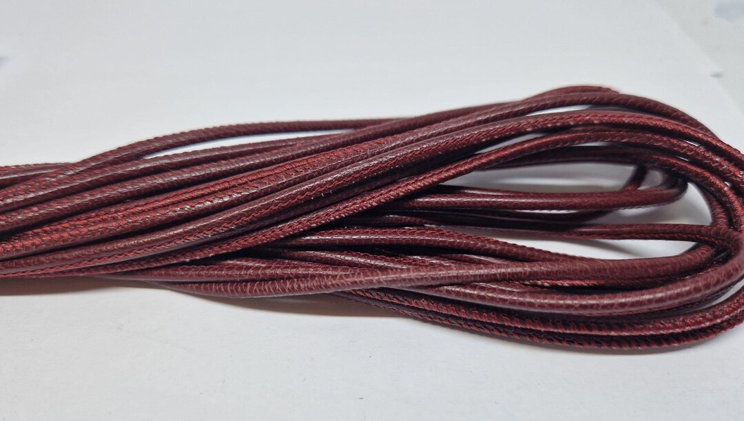 Nappa Round Real Leather Cord in Many Colors 3MM - Burgundy (bundle of ...