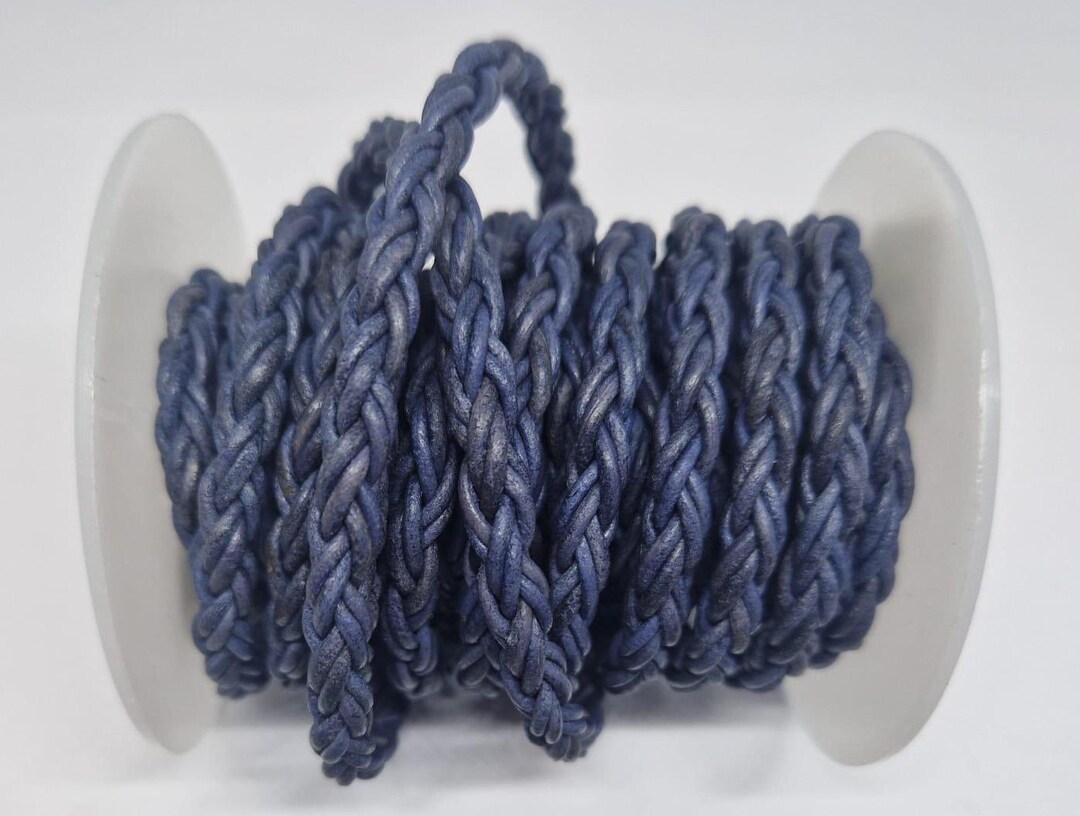 Pleated Vintage Blue Leather Cord in 6mm (bundle of 2 Meters) - Etsy