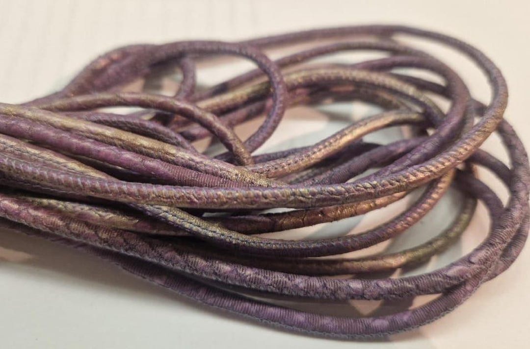 Nappa Round Real Leather Cord in Many Colors 4MM - Snake Style Lilac ...