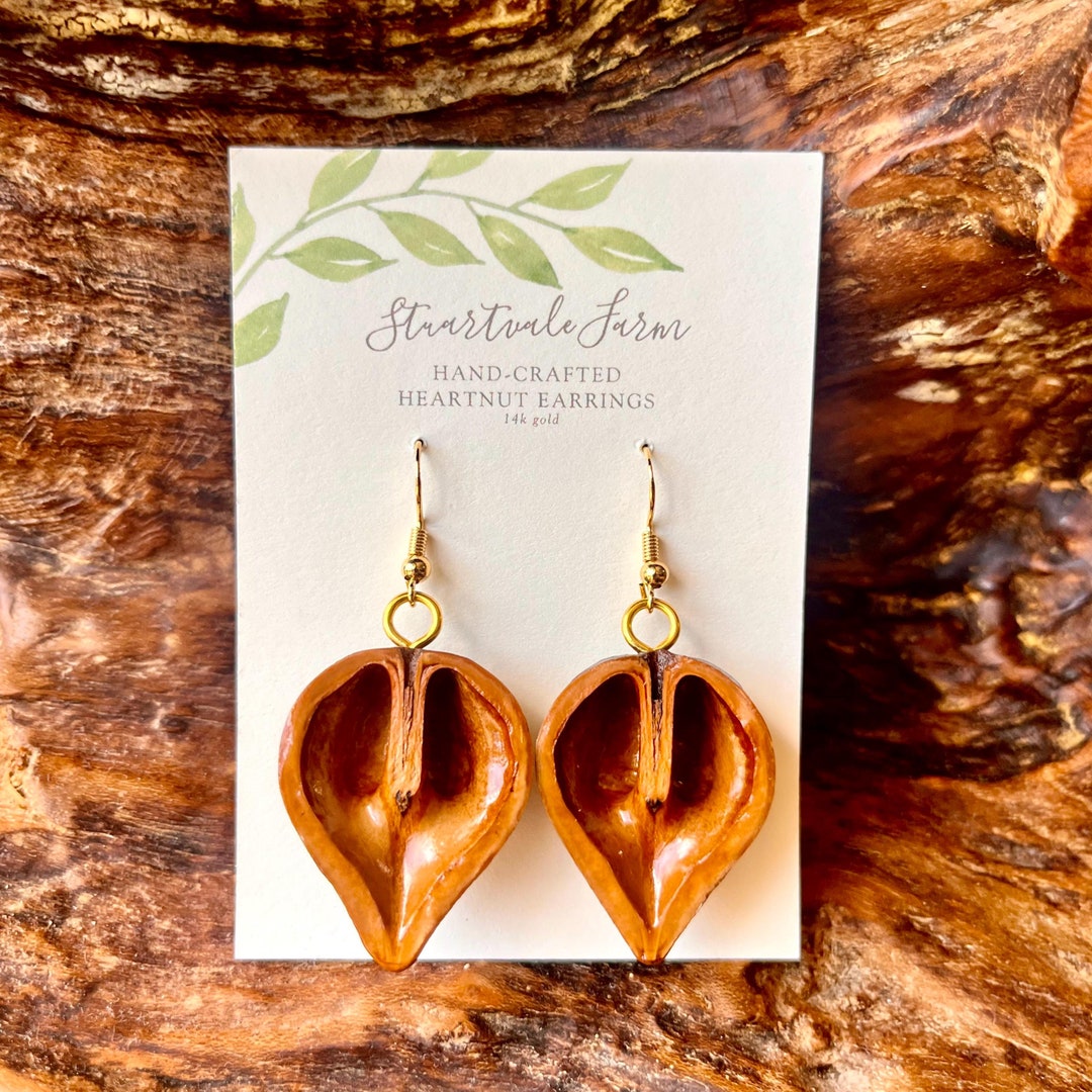 Heartnut Earrings ' Half of My Heart ' Unique Natural Wood Handmade ...
