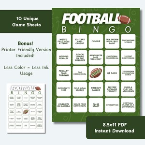 Football Bingo Cards | Digital Download - Etsy