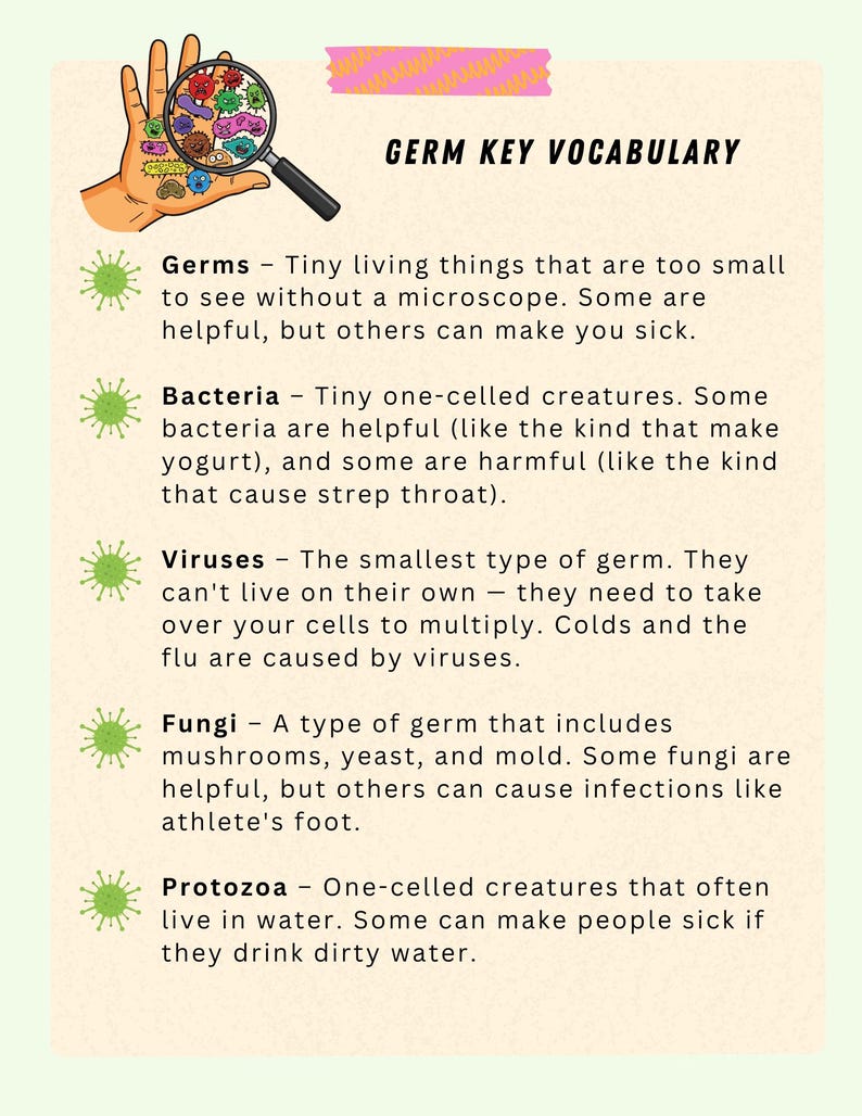 All About Germs Unit Study | Bacteria, Viruses, Hand Washing (digital ...