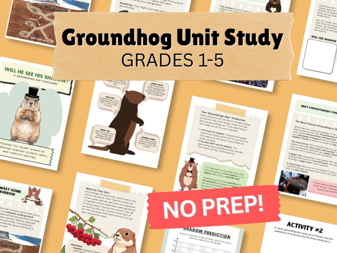 Groundhog Day Unit Study | 1st-3rd Grade Science, Math & ELA | 15-page ...