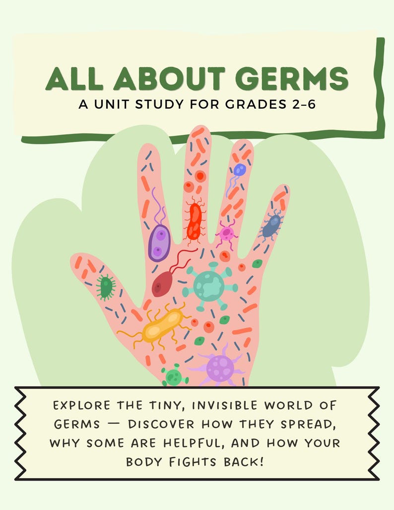 All About Germs Unit Study | Bacteria, Viruses, Hand Washing (digital ...