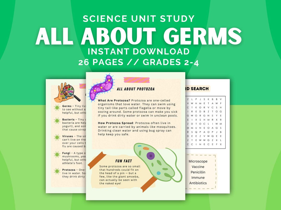 All About Germs Unit Study | Bacteria, Viruses, Hand Washing (digital ...