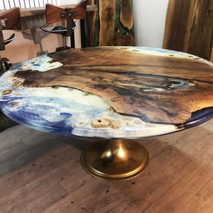 Round Table, Epoxy River Round Dining Table, Resin Epoxy Round Large ...