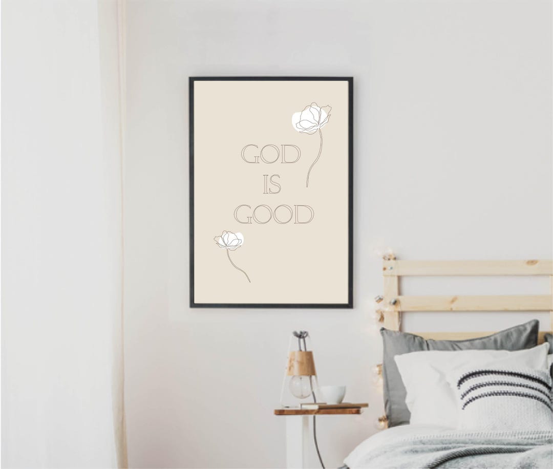 Printable God is Good Christian Art Poster With Flowers and Brown ...