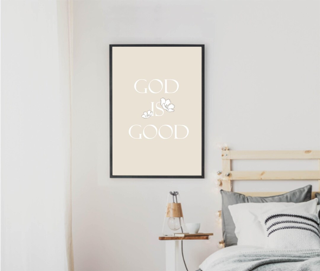 Printable God is Good Christian Art Poster With White Flowers Wall Art ...