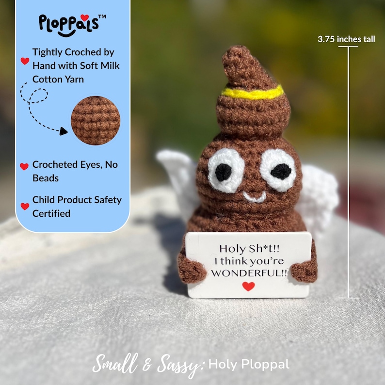 Handmade Crochet Poo Plushie Set of Three: Funny Desk & Bathroom Decor ...