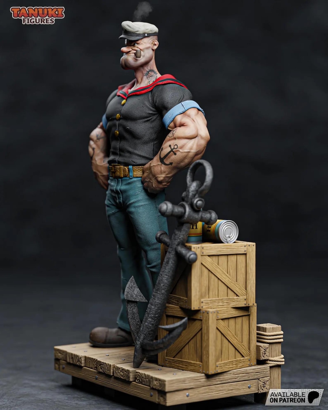Popeye, 225mm, Resin Scale Model Kit Painted 3d Printed DIY Figure - Etsy