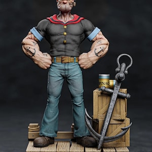 Popeye, 225mm, Resin Scale Model Kit Painted 3d Printed DIY Figure - Etsy