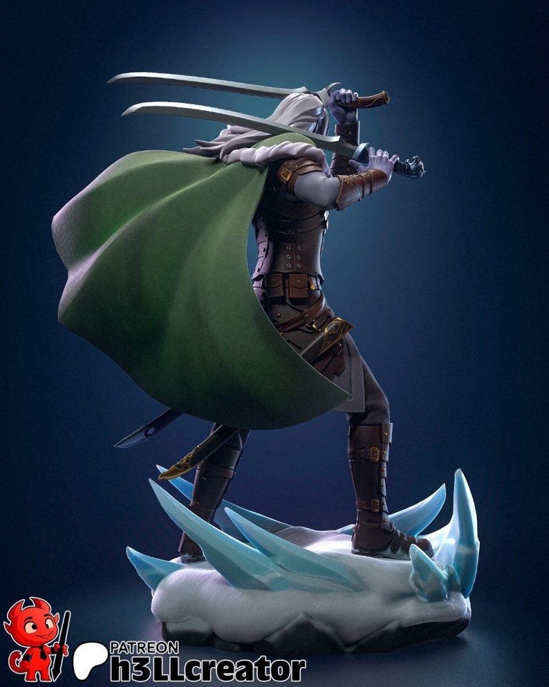 Drizzt Do’urden, Resin Scale 1:9 Model Kit 3d Printed GK Statue Figure ...