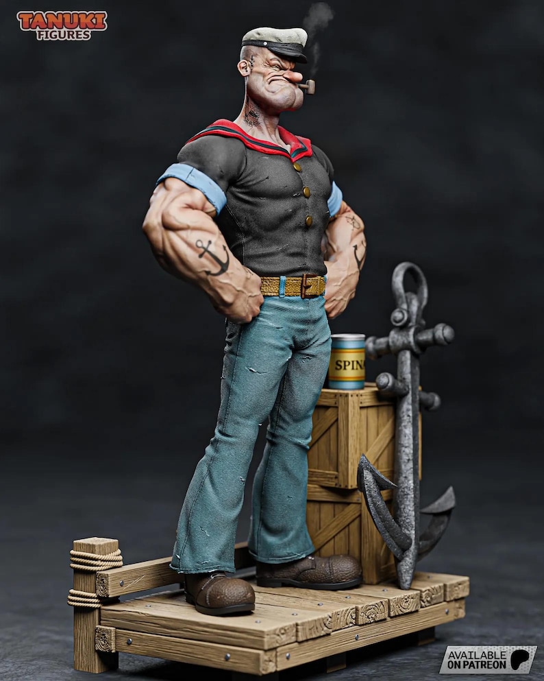 Popeye, 225mm, Resin Scale Model Kit Painted 3d Printed DIY Figure - Etsy