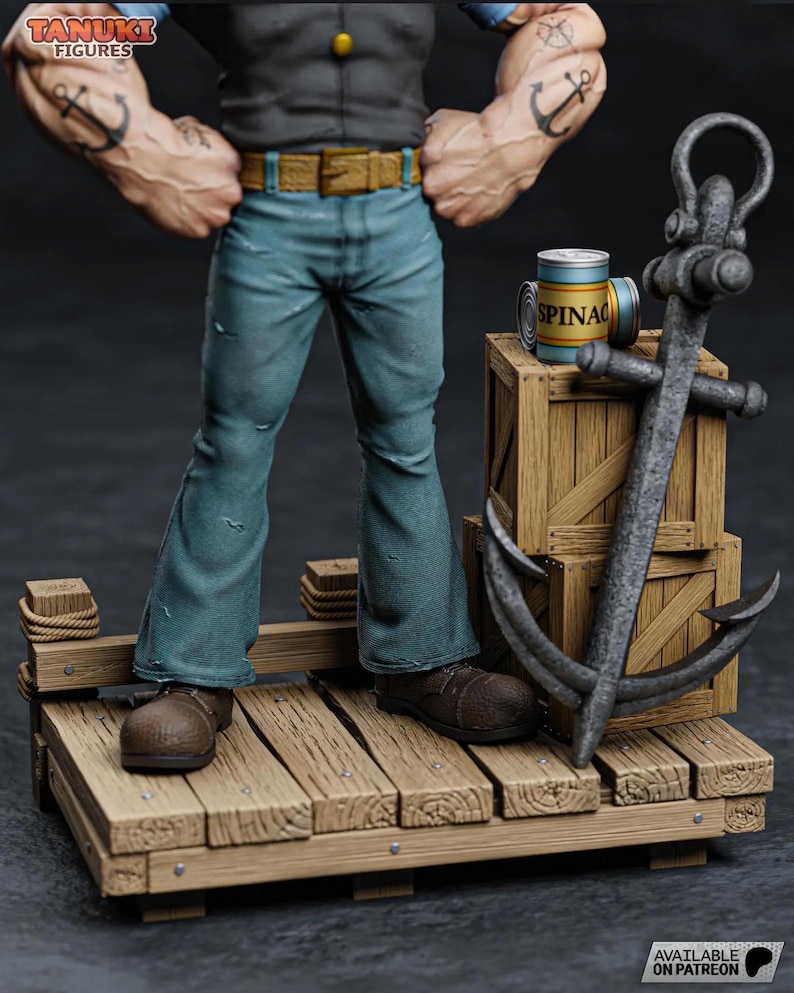 Popeye, 225mm, Resin Scale Model Kit Painted 3d Printed DIY Figure - Etsy