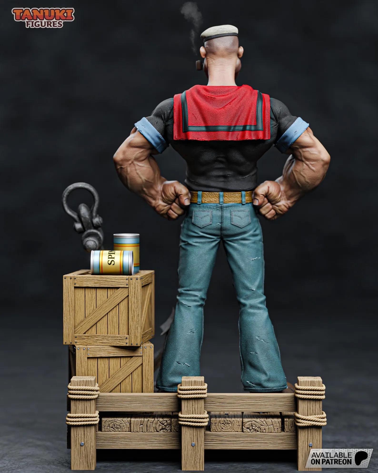 Popeye, 225mm, Resin Scale Model Kit Painted 3d Printed DIY Figure - Etsy