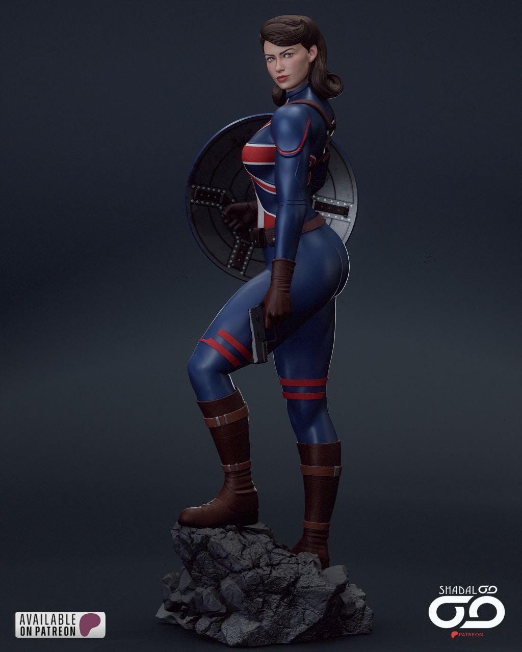 Captain Carter , Resin Scale 1/9 Model Kit Painted 3d Printed GK Statue ...