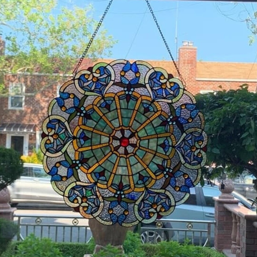 Stained Glass Webbed Heart 22 Window Panel, Stained Glass, Stained ...