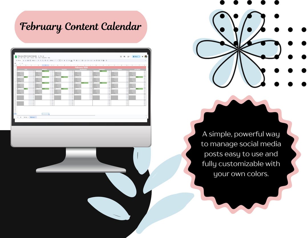 February 2026 Social Media Content Calendar Printable Digital Planner ...