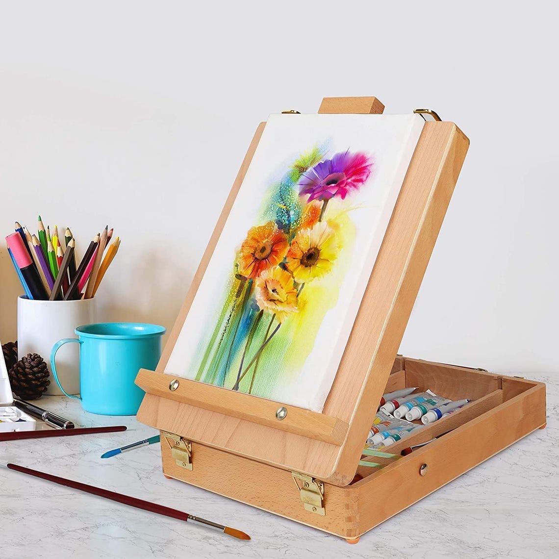 Wooden Table Box Easel Adjustable Easel Wood Table Sketch Box Easels ...