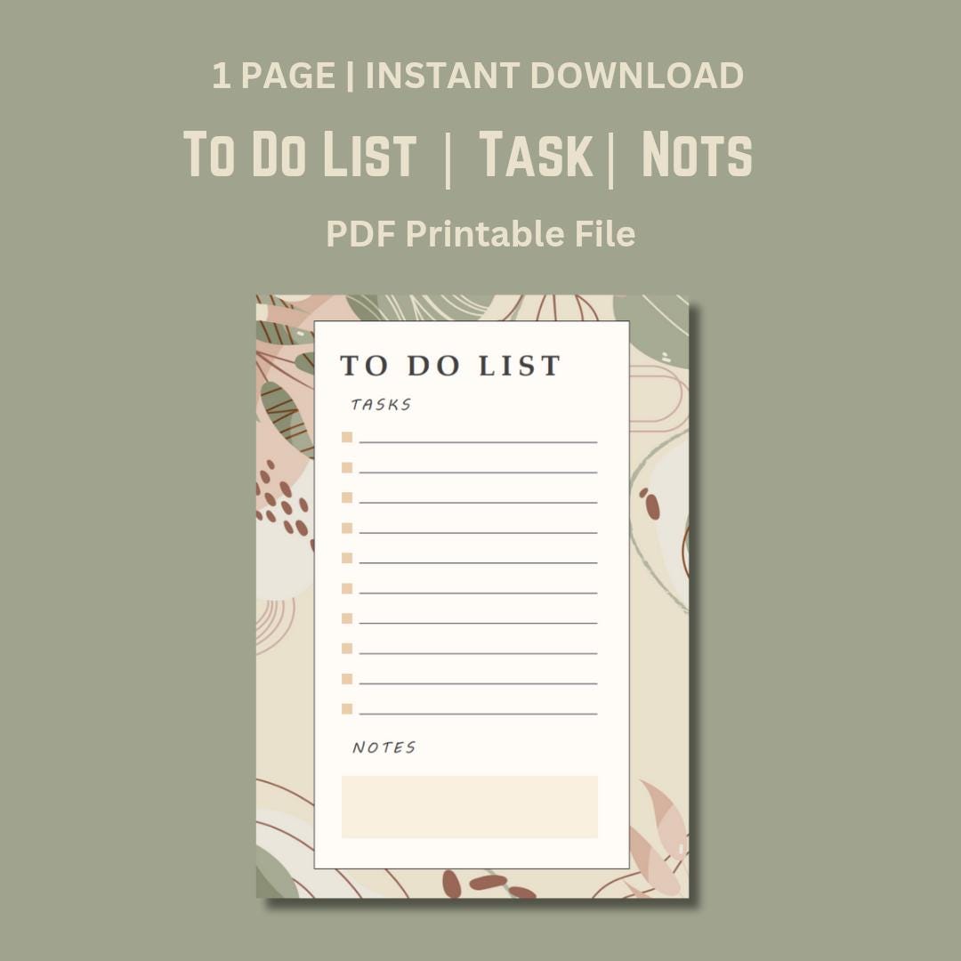 Daily Task Planner Printable To-do List PDF Minimalist To-do List Tasks ...