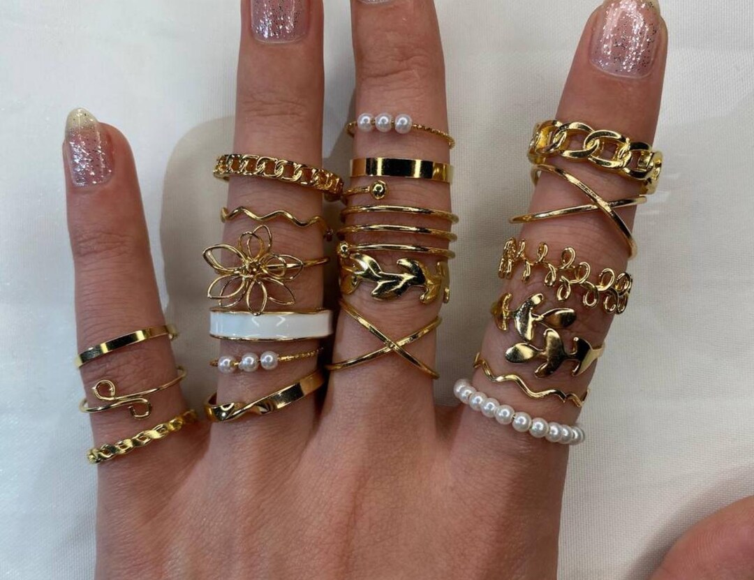 20PCS Minimalist Gold Ring Set, Minimalist Ring Set, Women's Ring Set ...