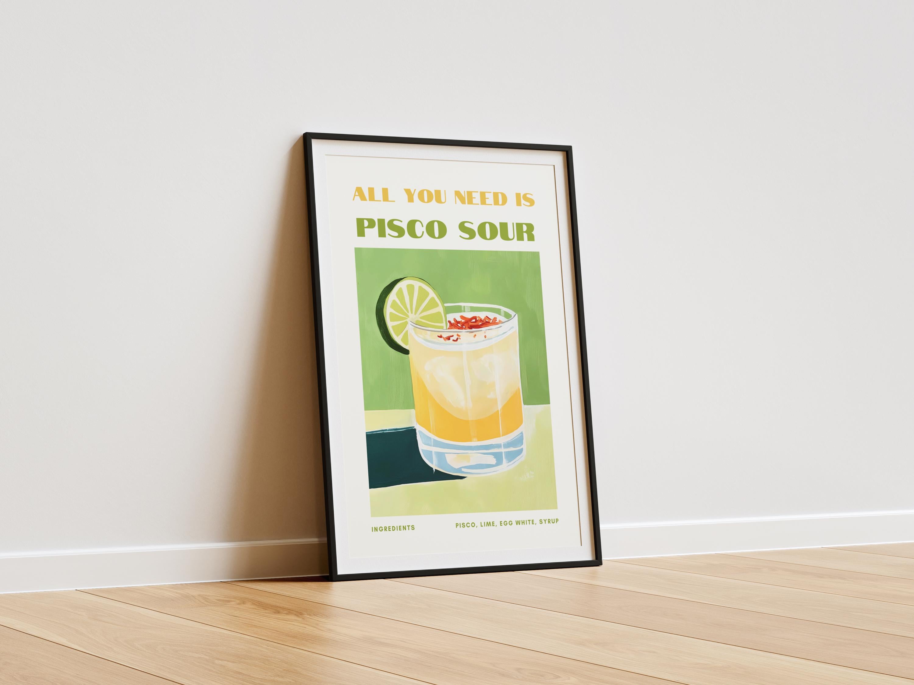 Pisco Sour Print – Classic Peruvian Cocktail Poster, Pisco Sour Wall ...