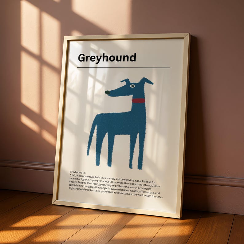 Greyhound Definition Print – Funny Greyhound Wall Art, Dog Lover Gift ...
