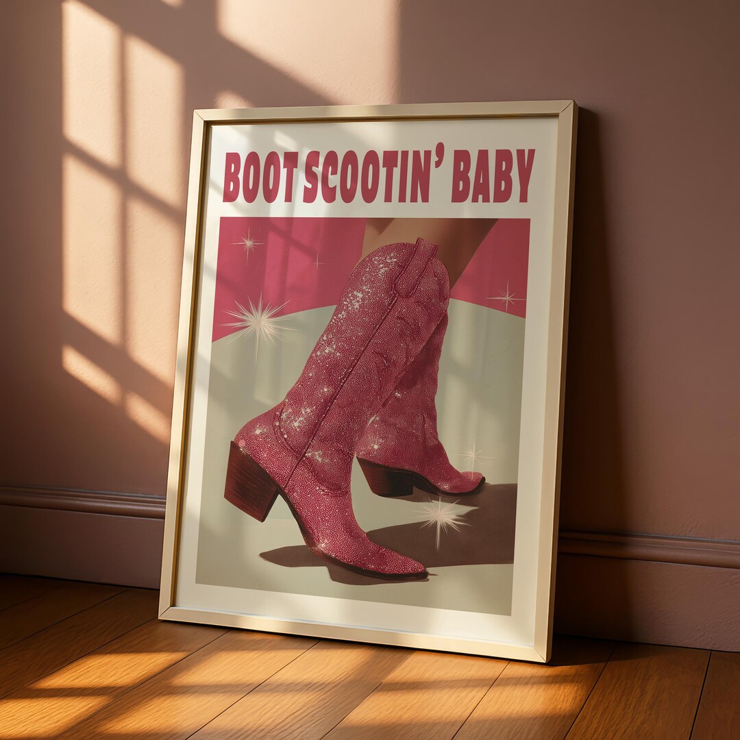 Boot Scootin’ Baby Print – Pink Cowgirl Boots Wall Art, Western Decor ...